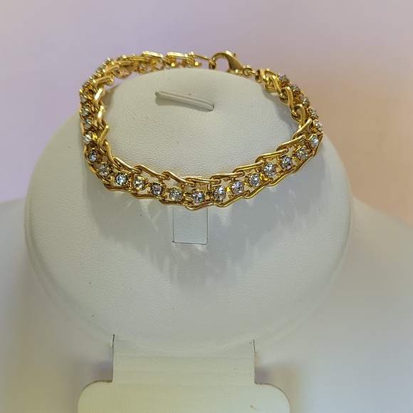 Jewelry | Ladder Link Gold Tone Clear Crystal Rhinestone Tennis ...